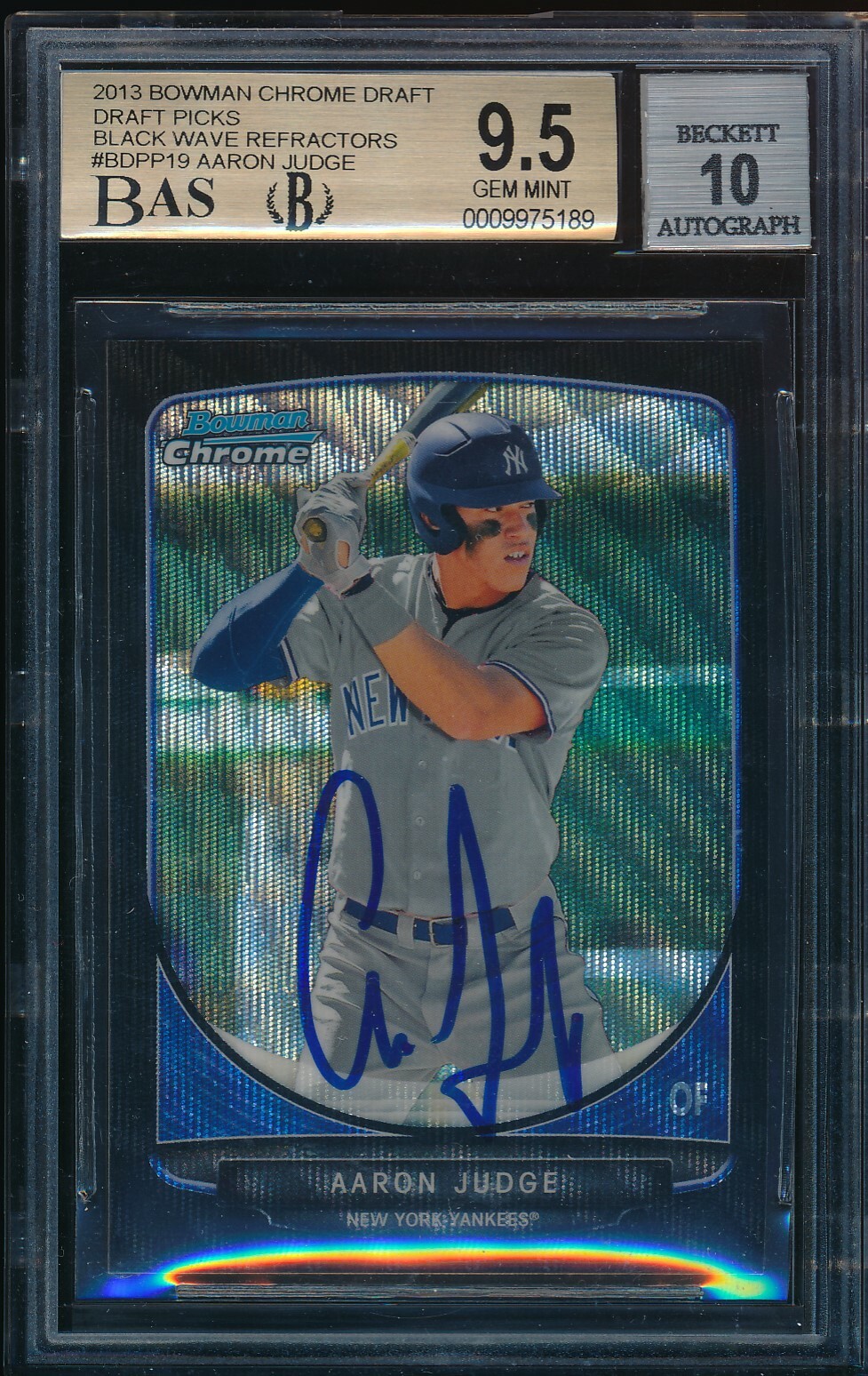 BAS BGS 9.5/10 AARON JUDGE AUTO 2013 Bowman Chrome BLACK WAVE REFRACTOR ...