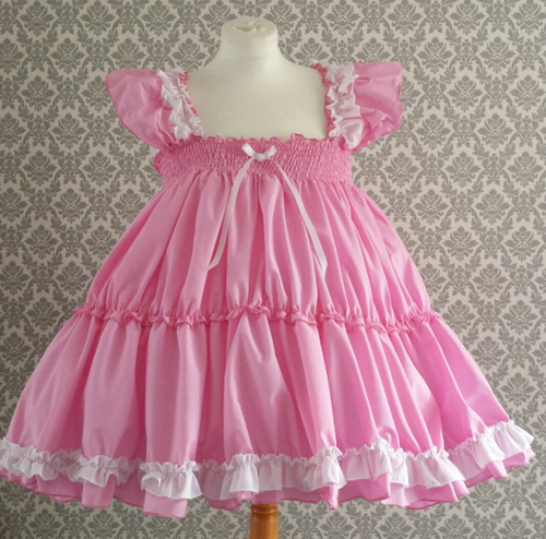 Offer Free Bonnet ALL Sizes £60 pink cotton frilly dress cosplay CD AB ...