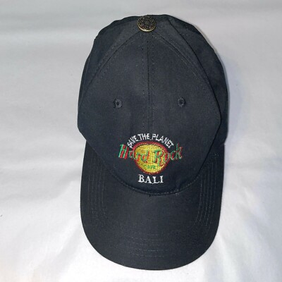 Hard Rock Cafe BALI Black Baseball Cap Save The Planet Adjustable Metal ...