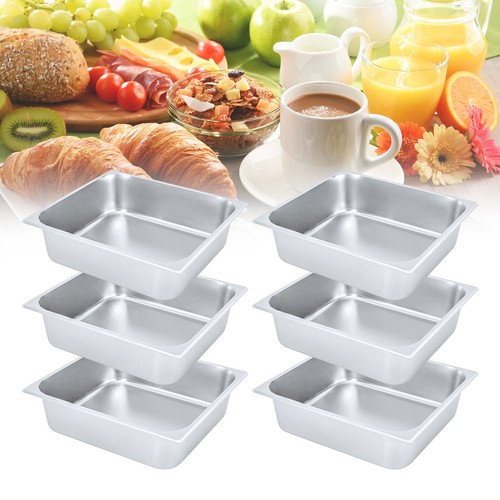 6-Pack 2/3 Size 4"Deep 201Stainless Steel Steam Hotel Prep Table Food ...