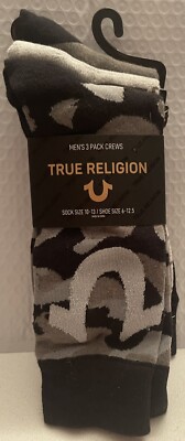True Religion Socks Mens 3 Pack Variety Logo Camouflage Gray Black 🧲 ...