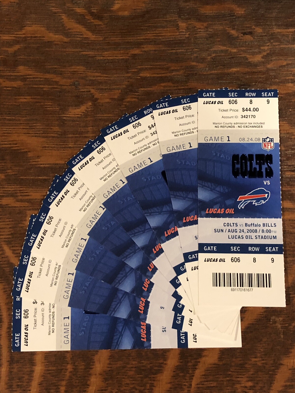 2008 BILLS @ INDIANAPOLIS COLTS TICKET - LUCAS OIL STADIUM INAUGURAL ...