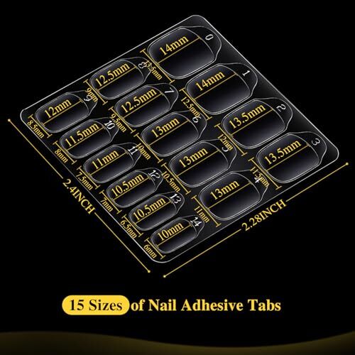 300pcs Nail Adhesive Tabs for Press on Nails, 15 Sizes of Nail Sticky ...