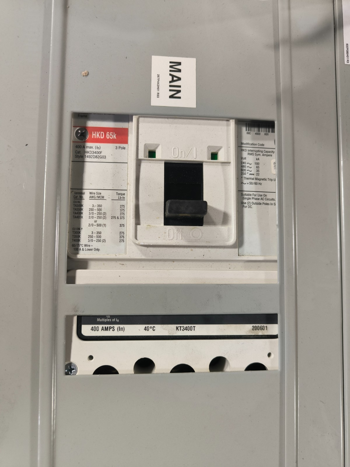 400A Eaton Cutler Hammer PRL4B Panelboard Interior 480Y/277V 3PH 4W 40 ...
