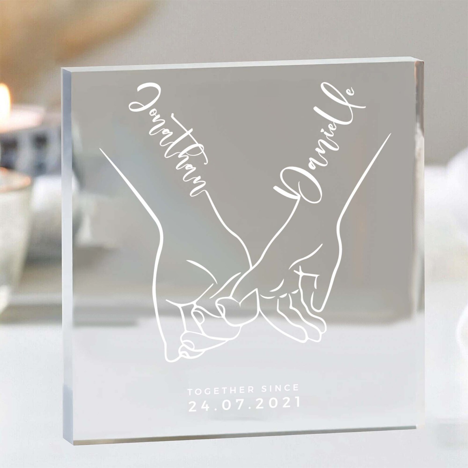 Personalised Acrylic Block Engraved Gift for Couples Anniversary ...