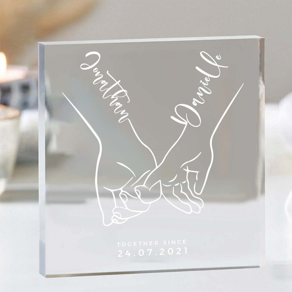 Personalised Acrylic Block Engraved Gift for Couples Anniversary ...