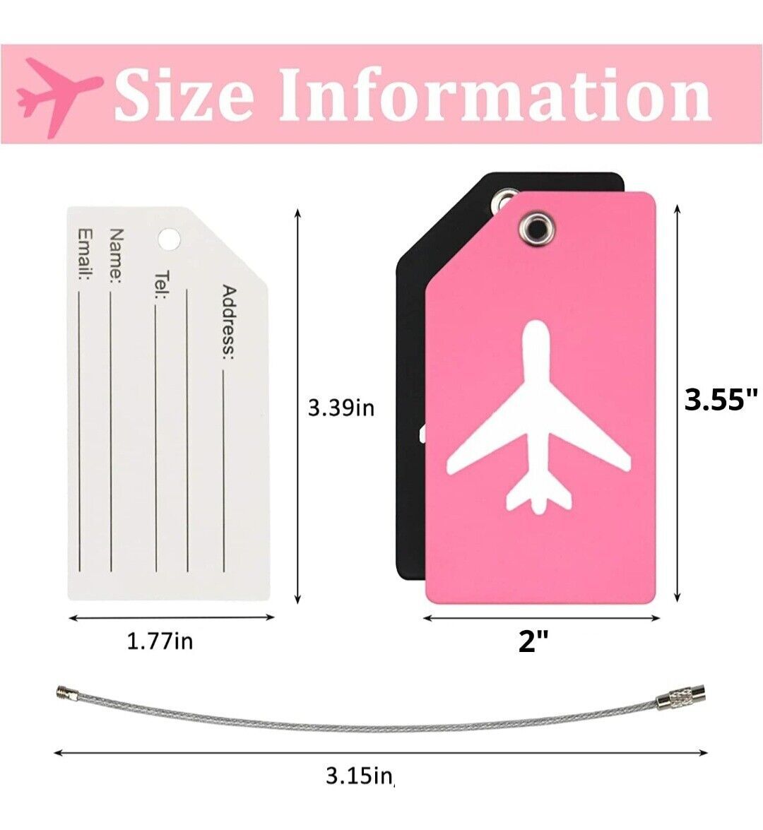 Silicone Travel Luggage Tags for Suitcases, Pink and Black Suitcase ...