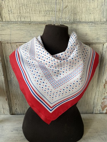 Liz Sinclair Red & Blue Polka Dot 100% Polyester Square Scarf | eBay