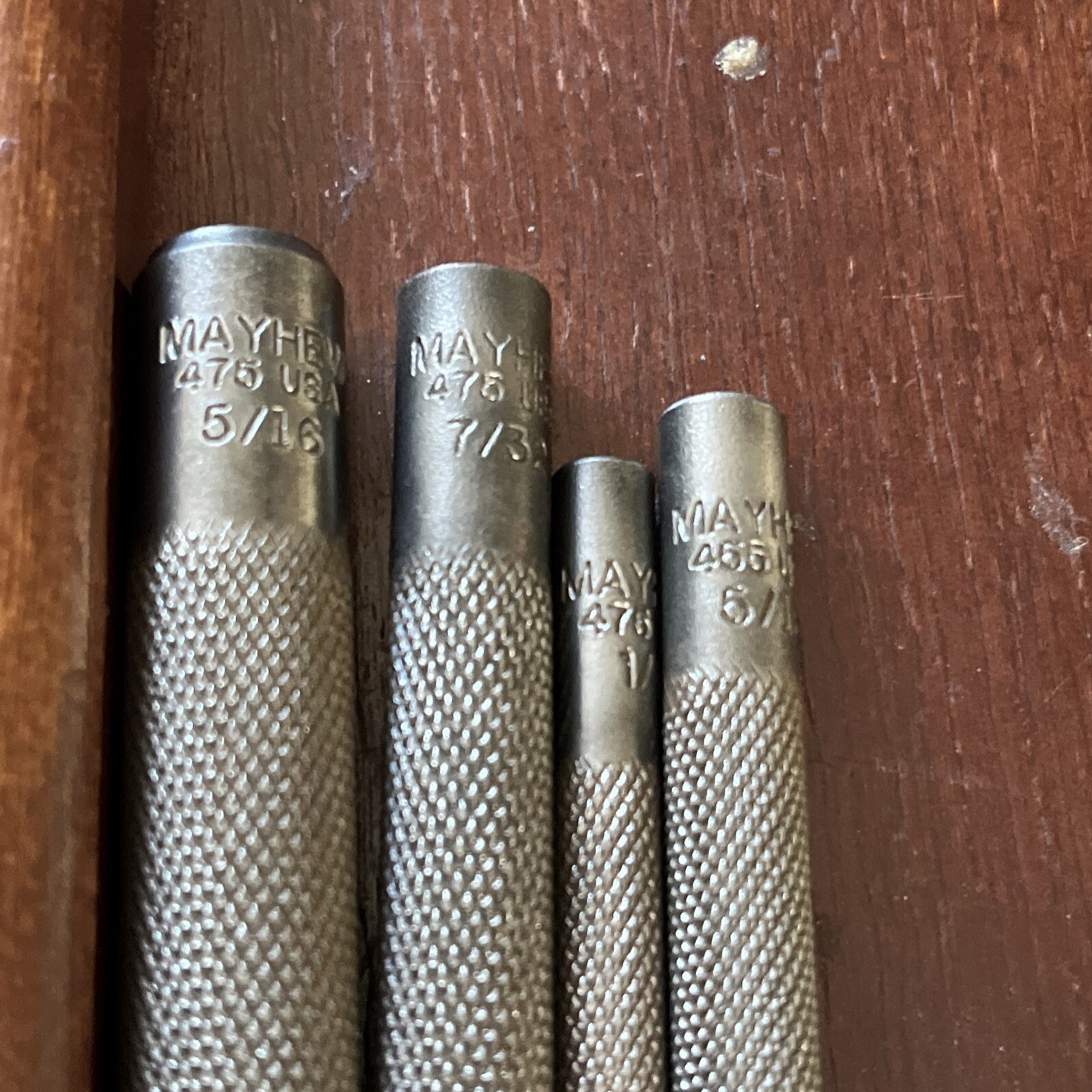 4- Mayhew Punch Set (3)475 Pin Punch Set 5/16, 7/32, 1/16 & 1 # 465 5/ ...