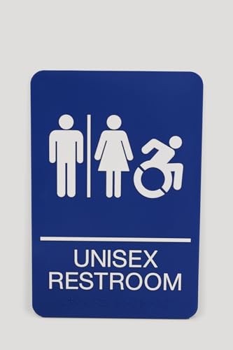 U.S. Stamp & Sign 7771 Ada Sign, Unisex Restroom, 6 X 9, Blue Face ...