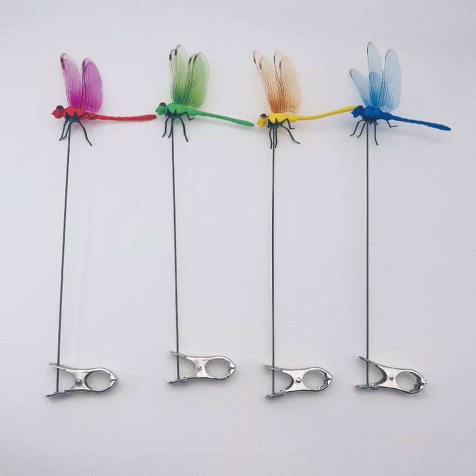 12PCS Fake Dragonfly Clip Outdoor 3D Dragonfly Garden Decorative OY | eBay