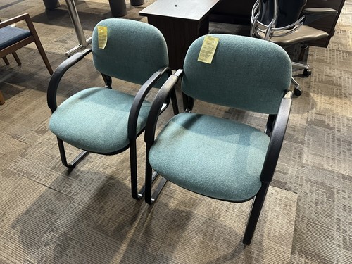 Guest / lobby / side chairs by HON in Teal fabric w/ Black sled base ...