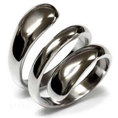Geometric Stainless Steel Ring Silver Swirl Wrap Open Cuff Thumb Size 6 ...