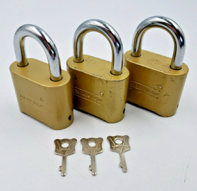 Vtg Brass Master Lock PADLOCK Lot 175 Combination 4 Digit Padlock with ...