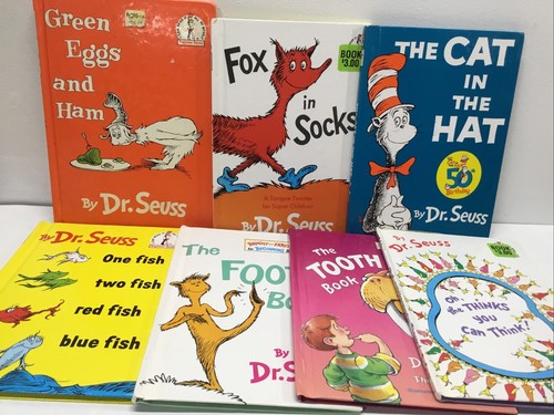 6 DR SEUSS -CAT IN THE HAT, GREEN EGGS, FOX IN SOCKS, ONE FISH, 2 FISH ...
