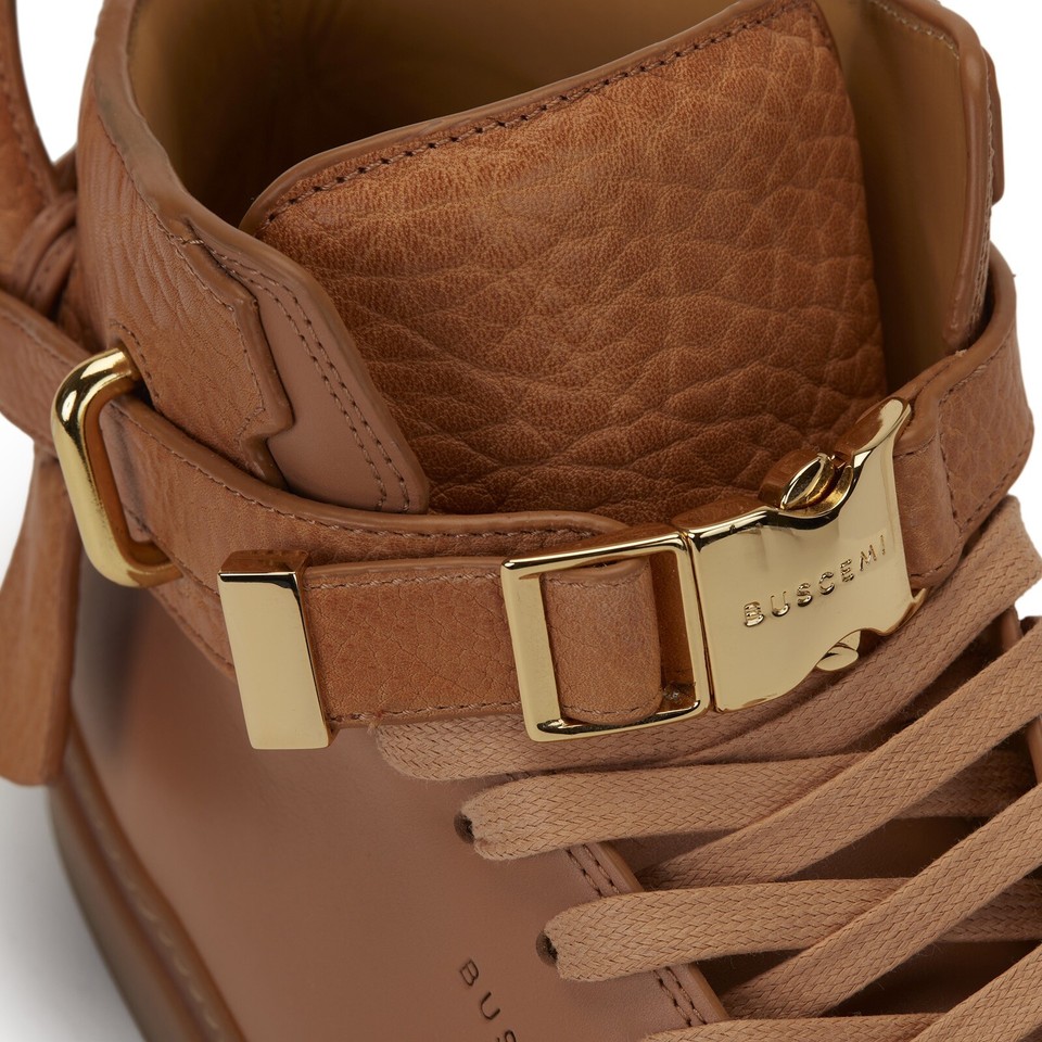 Authentic Buscemi Mens 100mm Clip Tan Leather High Top Sneakers + Box ...