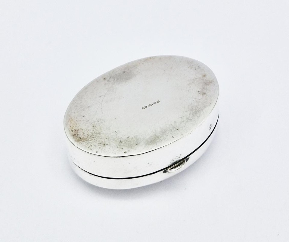 VINTAGE STERLING SILVER OVAL PILL / TRINKET BOX London Import 1988 | eBay