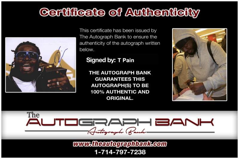 T Pain authentic signed rap 8x10 photo W/Certificate Autographed (A1144 ...
