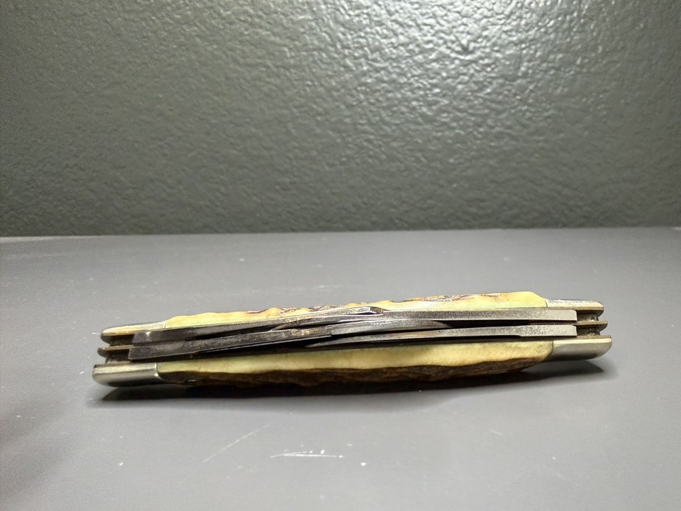 Solingen Bear & Bull Congress Knife German Brown Scale 4 Blade Folding ...