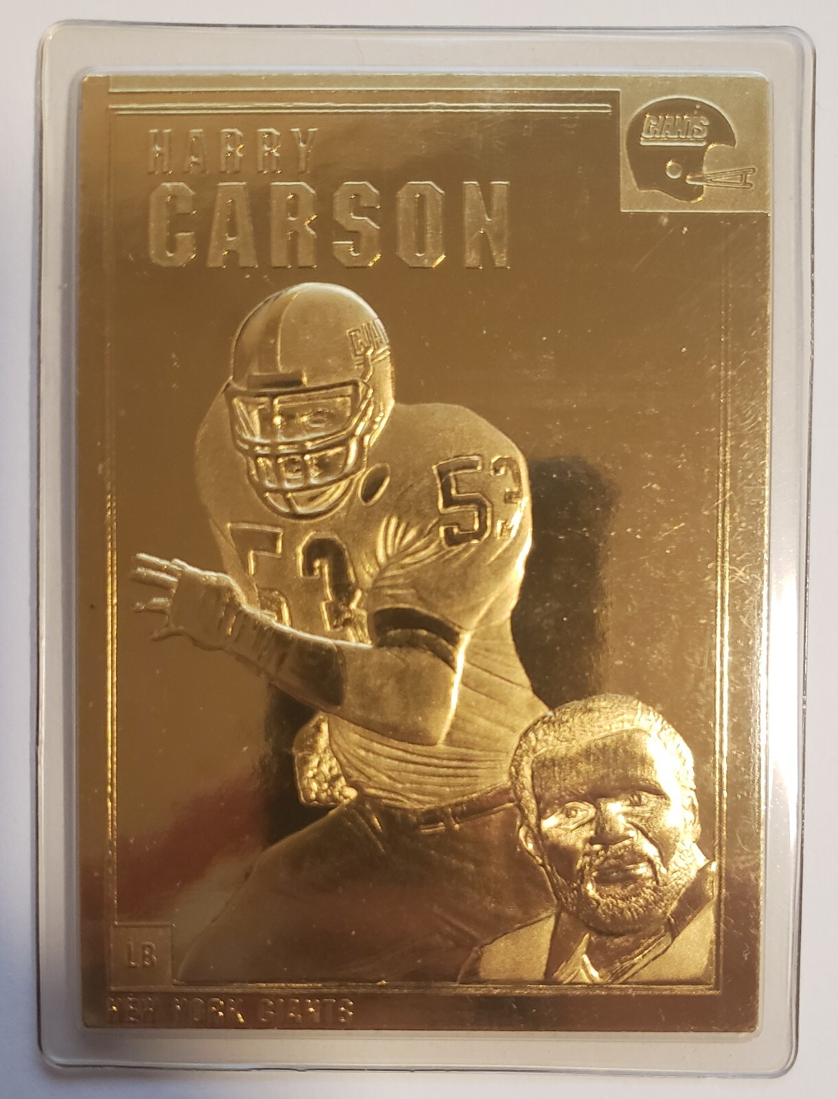 Harry Carson 1990's Danbury Mint Encased 22kt Gold Football Card #37 ...