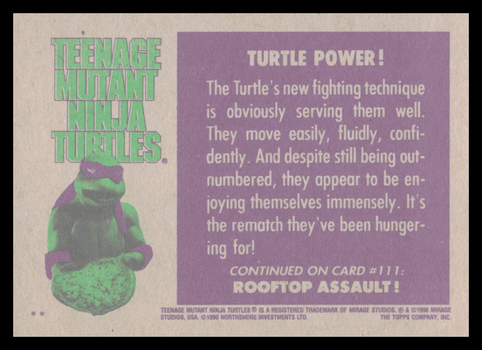 1990 Teenage Mutant Ninja Turtles Trading Card TMNT #110 5J | eBay