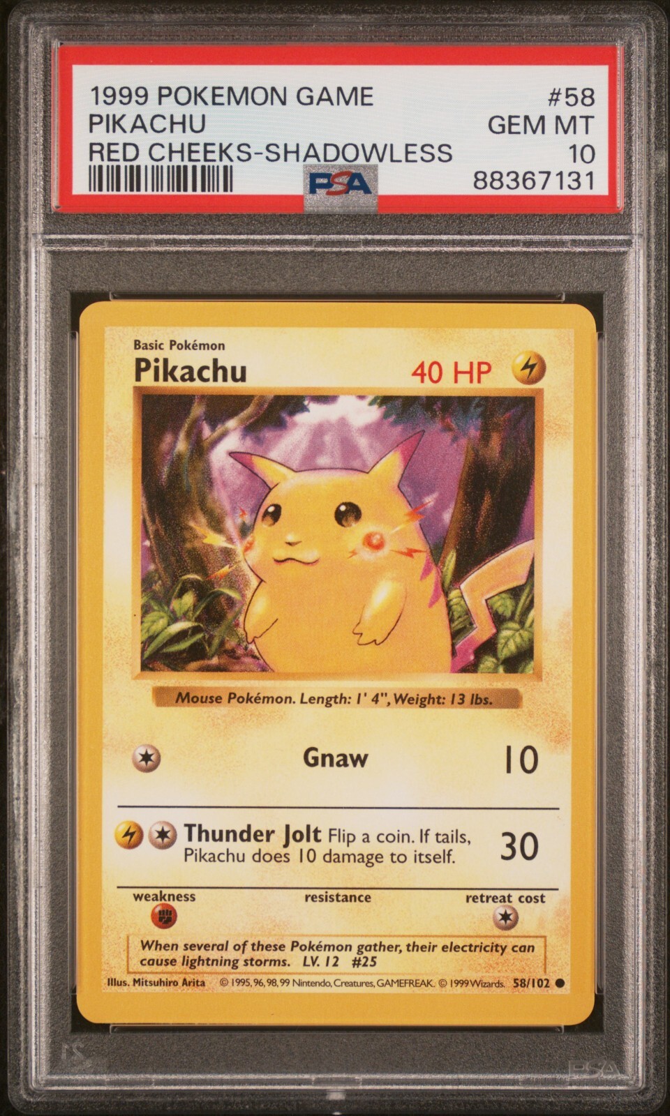 Pikachu 1999 Pokemon Game #58 Shadowless (Red Cheeks) Price Guide ...