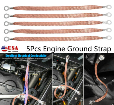 (5Pcs) 11.4" Car Truck Firewall Body Frame Copper Engine Ground Strap ...