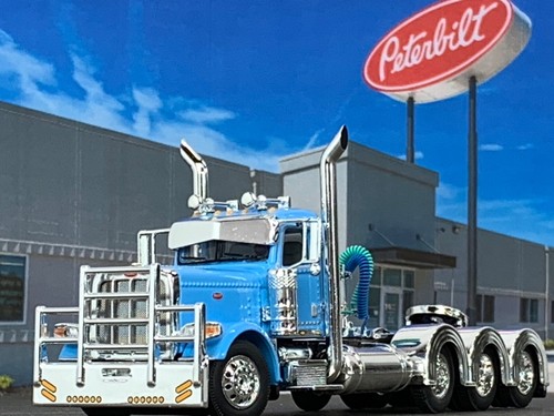 1/64 DCP BABY BLUE PETERBILT 389 TRI AXLE DAY CAB | eBay