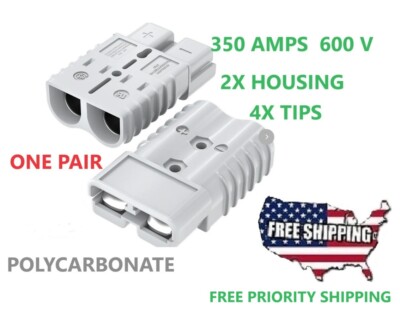 SB350 A FORKLIFT BATTERY CONNECTOR GRAY X 2 + 4 TIPS 2/0 REPLACES ...
