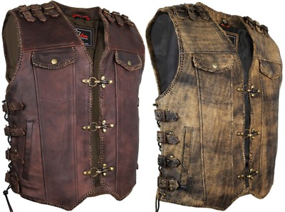 Baune Lederweste Biker Kutte Lederkutte Rocker Weste Clubweste Vintage ...
