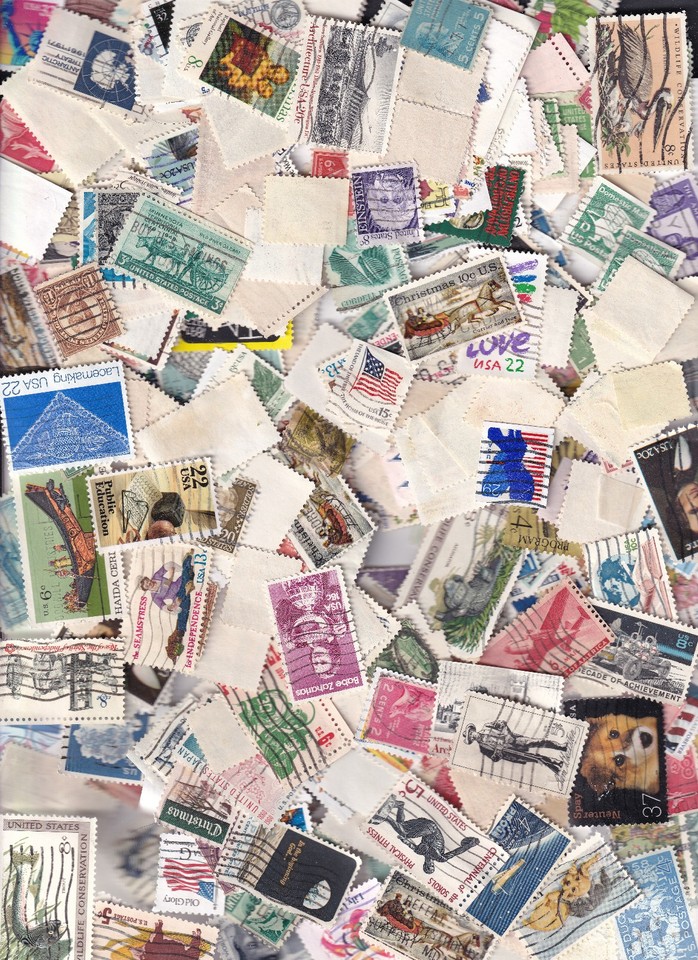 1000 Used U.S. Stamps Off Paper Mixed Lot Bulk Variety Duplicates ...