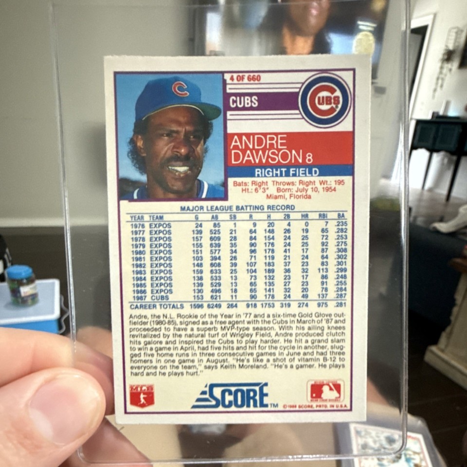 Score 1988 Andre Dawson #4 Chicago Cubs MLB Baseball Card Base Set | eBay