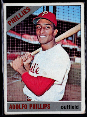 1966 Topps Adolfo Phillips #32 Philadelphia Phillies Outfielder Crease ...
