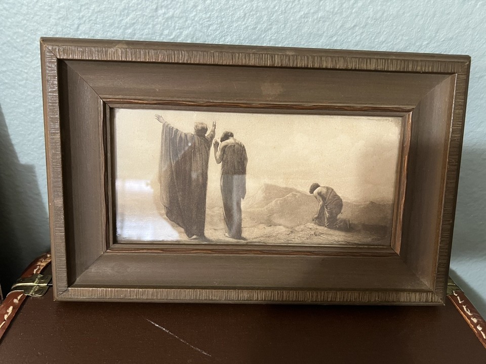 Framed Rosenkrantz Sepia Tone Print SALUTE TO THE SUN Antique Danish ...