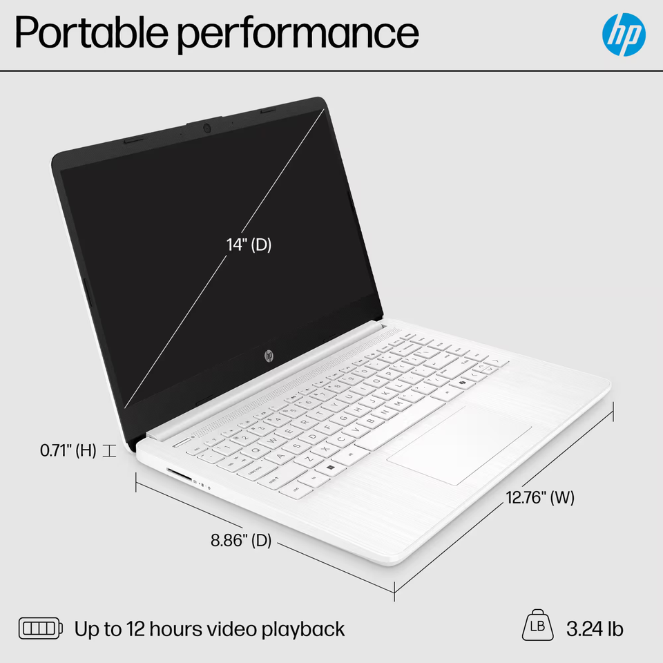 HP Laptop Computer 14 Intel CPU 8GB RAM & 628GB Storage Office 2024 ...