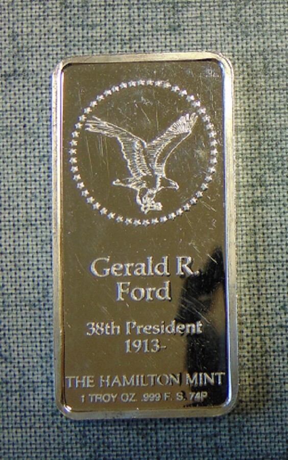 GERALD R FORD ~ HAMILTON MINT ~ 1 OZT .999 FINE SILVER BAR LE#3080 | eBay