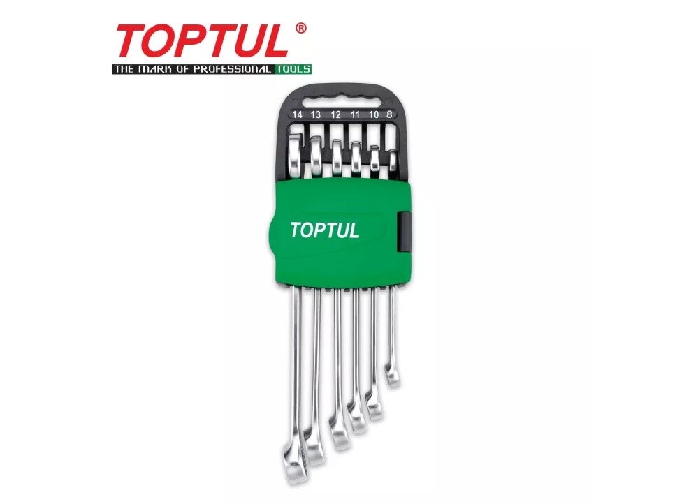 Toptul 14 Piece 15° Offset Standard Spanner Wrench Set Metric 7 - 24mm ...