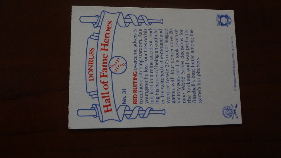 1983 DONRUSS HALL OF FAME HEROES # 31 RED RUFFING BASEBALL CARD | eBay
