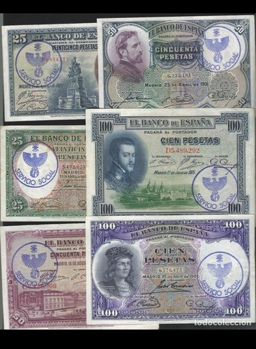 Ale / Spain Spanien Lote 6 Pcs Pesetas 1925 1931 wiederverkaufen Civil ...