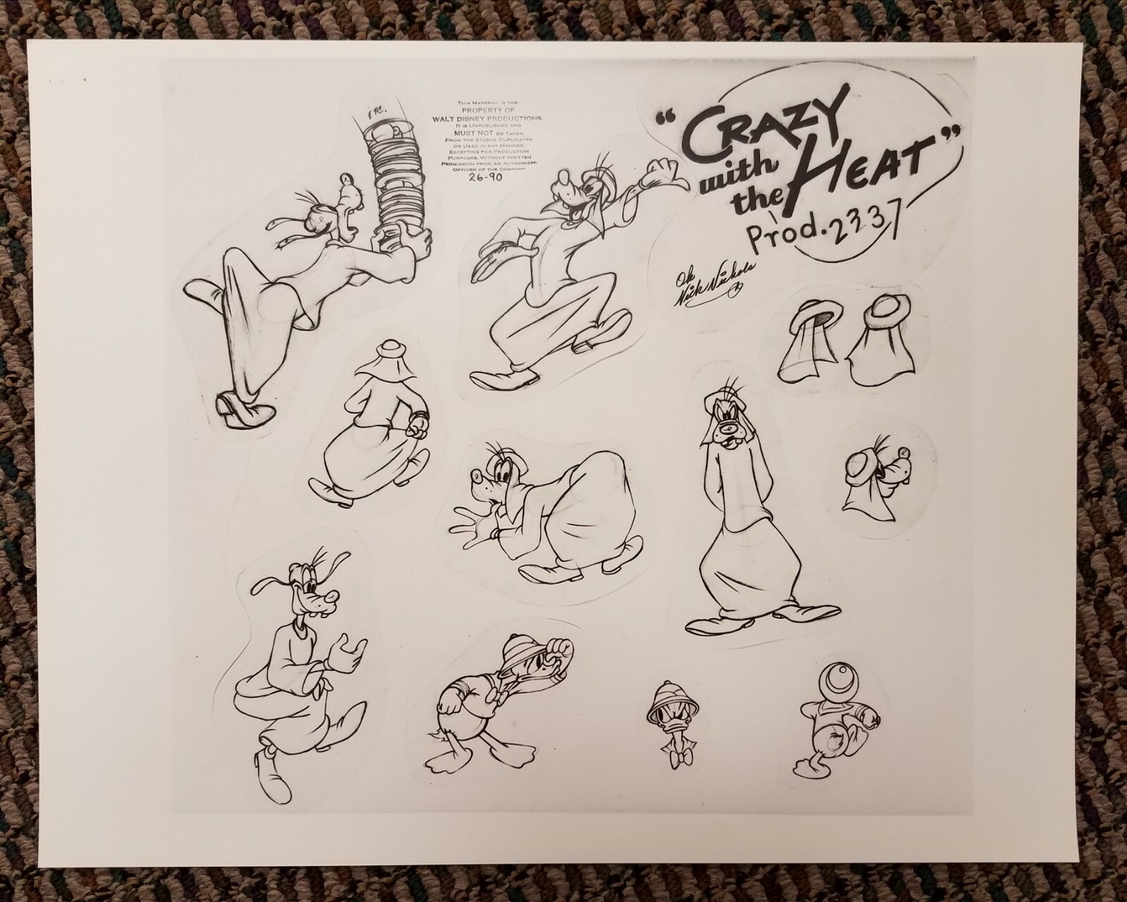 Disney Model Sheet GOOFY CRAZY WITH THE HEAT Desert Donald Duck ...