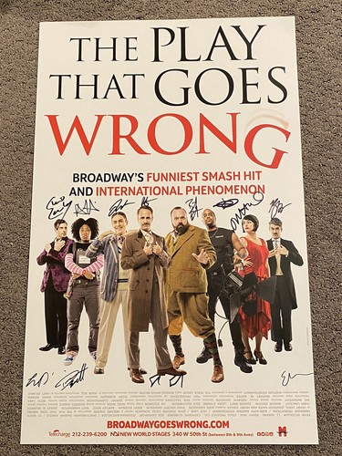 The Play That Goes Wrong Cast SIGNED Window Card Poster Broadway Show ...