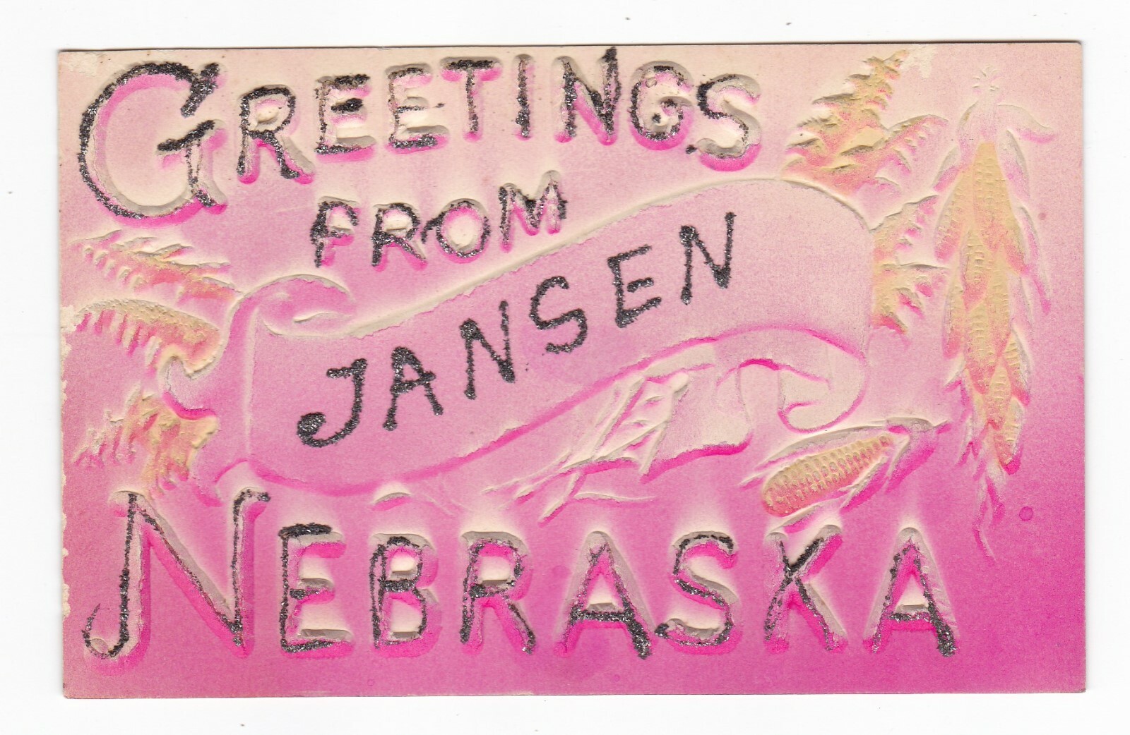 1910 JANSEN NEBRASKA GLITTER EMBOSSED VINTAGE POSTCARD NE FAIRBURY ...