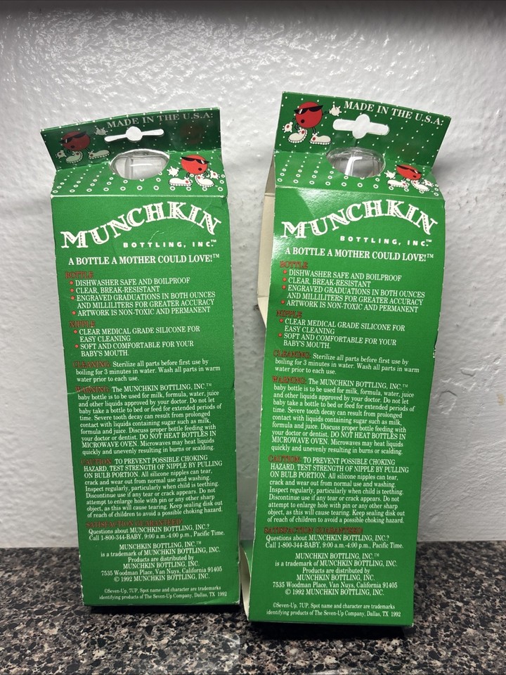 2 Vintage 1992 7 UP 7up Munchkin 6oz Baby Bottle Soda Pop Spot ...