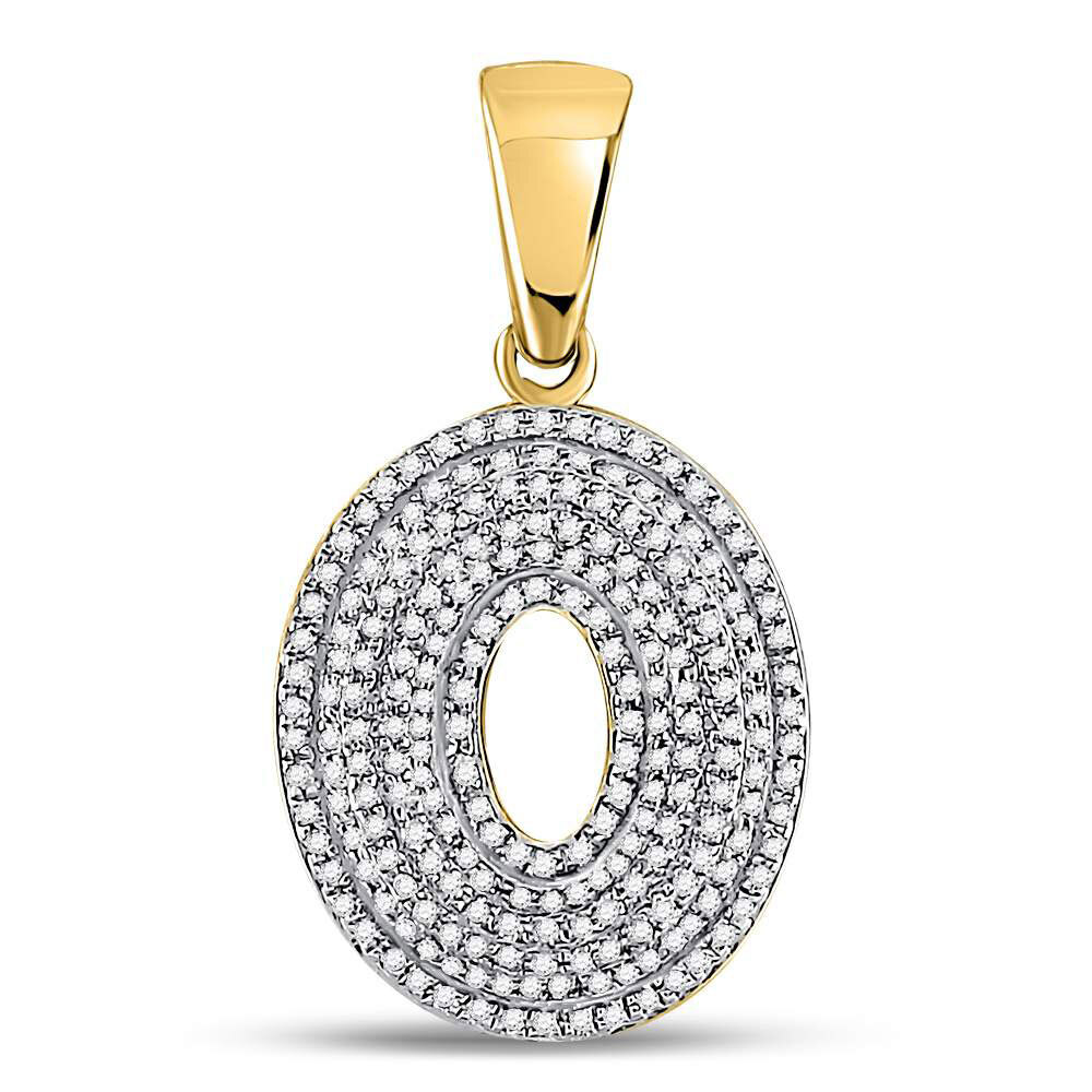 10k Yellow Gold Mens Diamond Letter O Bubble Initial Pendant 5/8 ctw ...