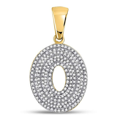 10k Yellow Gold Mens Diamond Letter O Bubble Initial Pendant 5/8 ctw ...