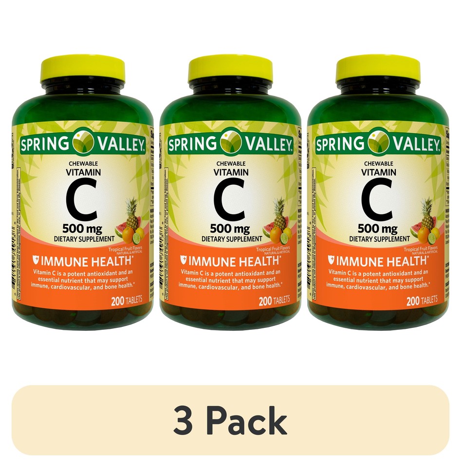 Spring Valley Vitamin C Chewable Tablets Dietary Supplement, 500 mg ...