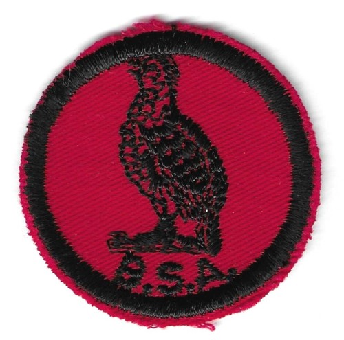 BSA MINT TWILL RED-BLACK PATROL MEDALLION PATCH GLUE GUM BACK BOBWHITE ...
