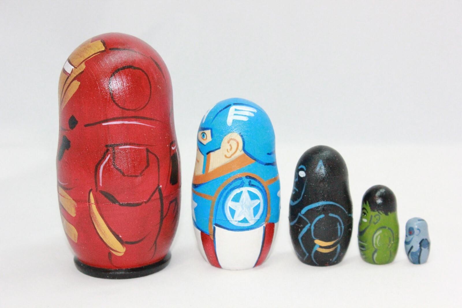 Iron Man Nesting Doll 4" 5 Pieces Hand Painted Wooden Matryoshka | eBay