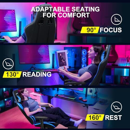 GTRACING Footrest Ergonomic Computer Game Desk Reclining Gamer Chair ...