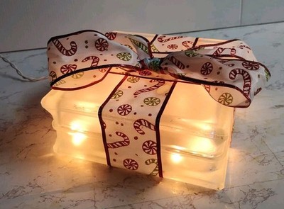 Heavy Glass Christmas Present Light Up Box Decor - Red | eBay